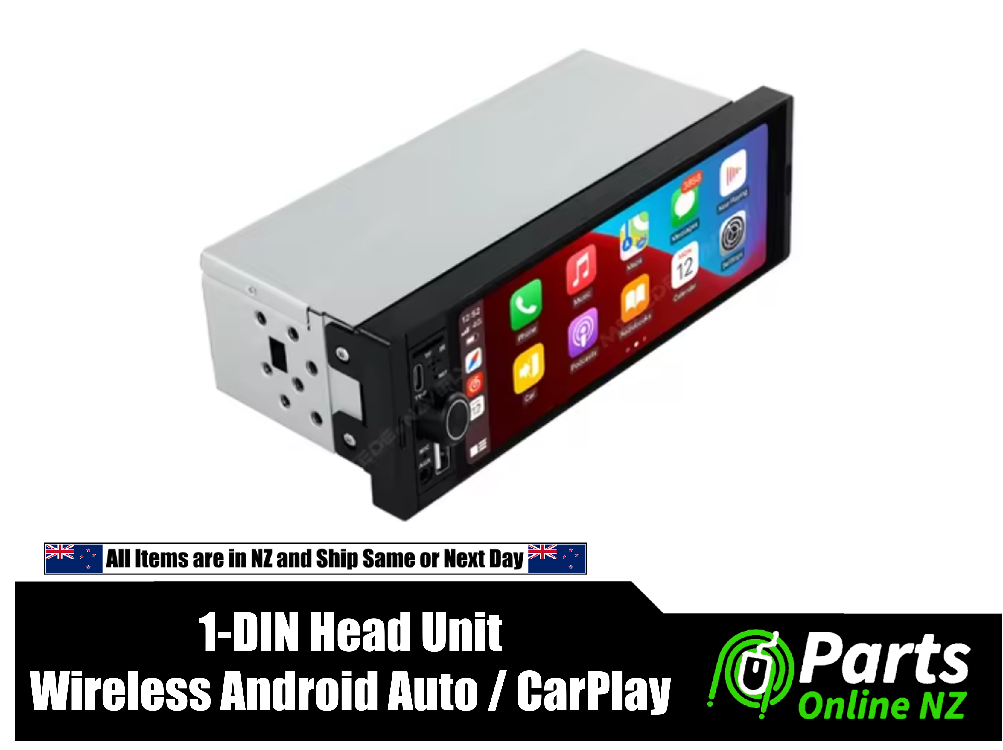 6.86" 1-DIN CarPlay & Android Auto Multimedia Head Unit – Parts Online NZ