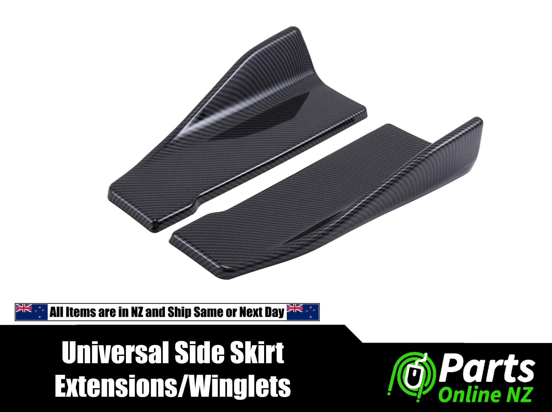 Universal Aero Rear Bumper Lip Winglets Carbon fiber Side Skirt Extens ...