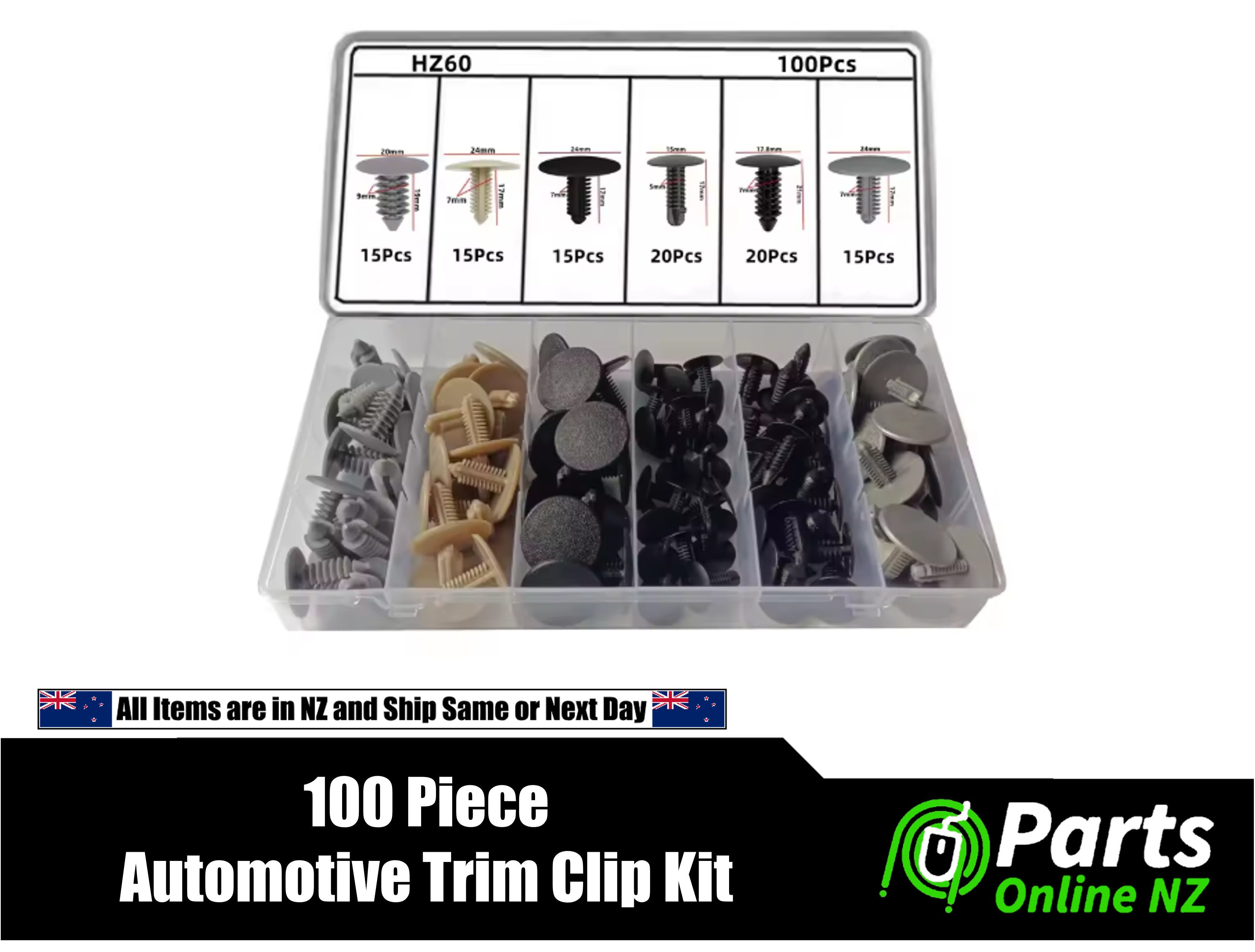 100Pcs Universal Car Roof Trim & Fastener Clip Kit – Parts Online NZ