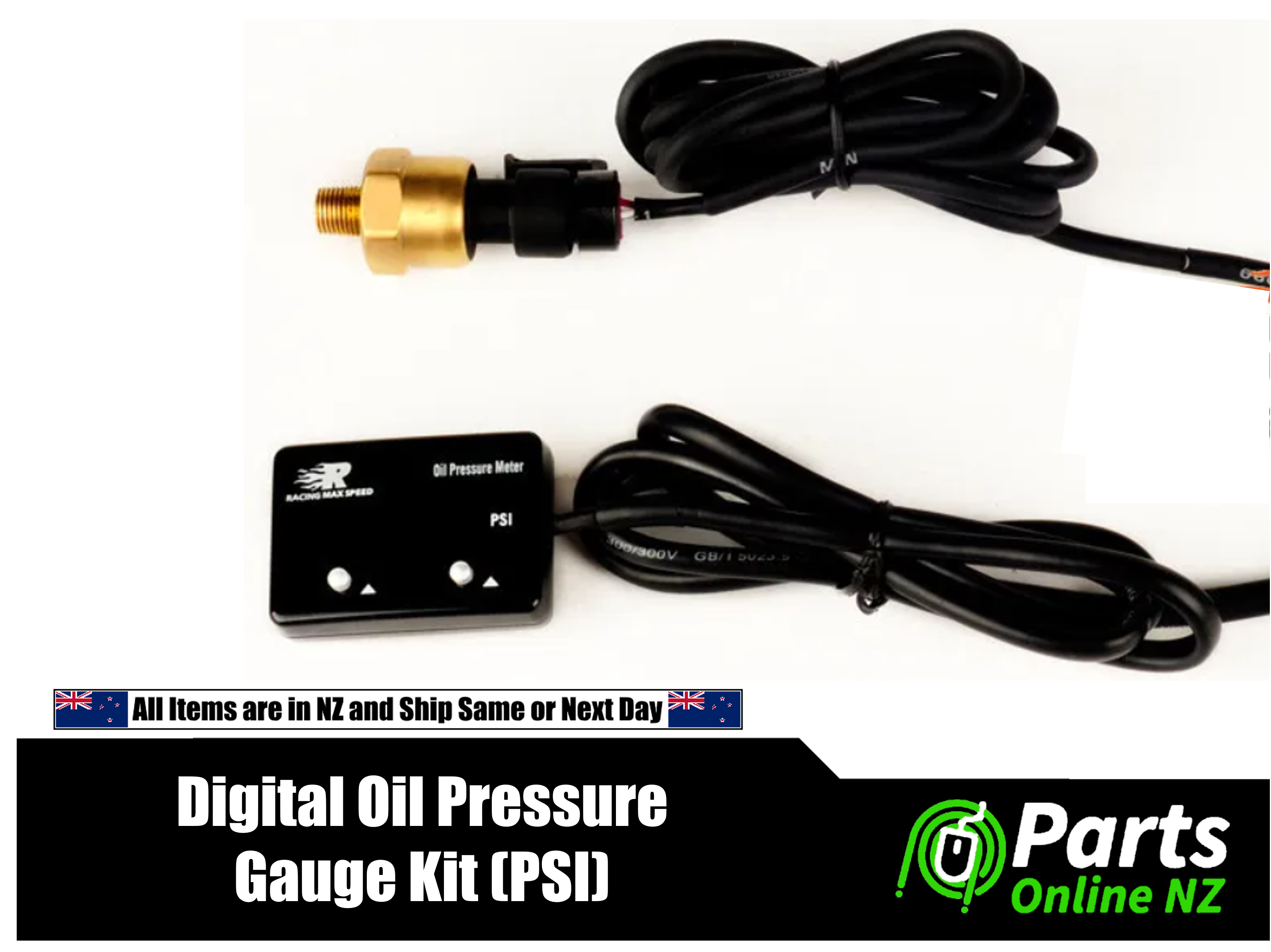 Digital Oil Pressure Gauge Kit – Red LED & 1/8" NPT Sender (12 V ...