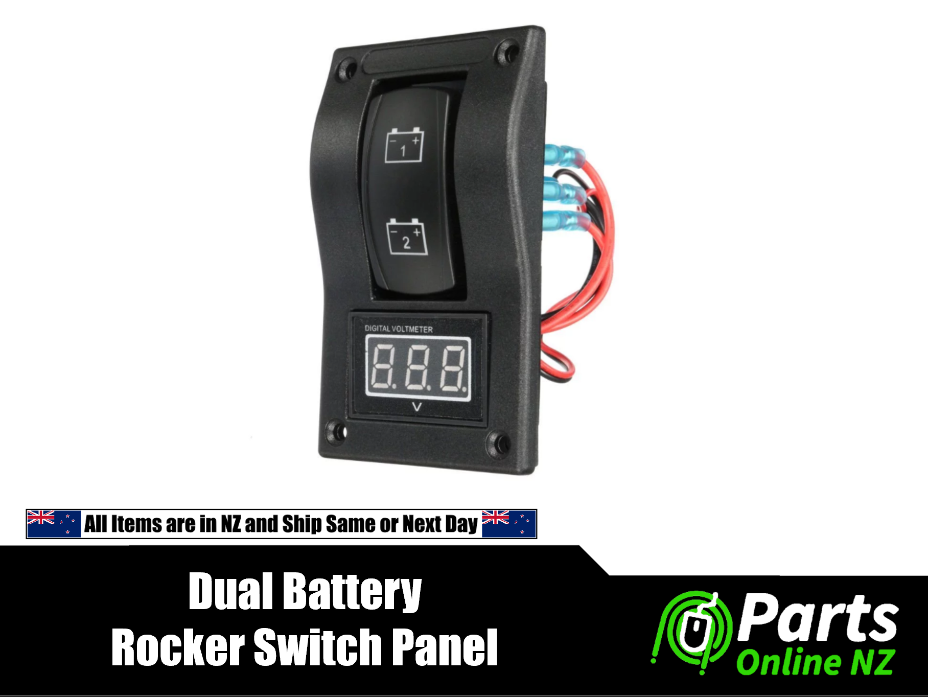 Dual Battery Rocker Switch Panel with Voltage Meter for 4WD Marine ...