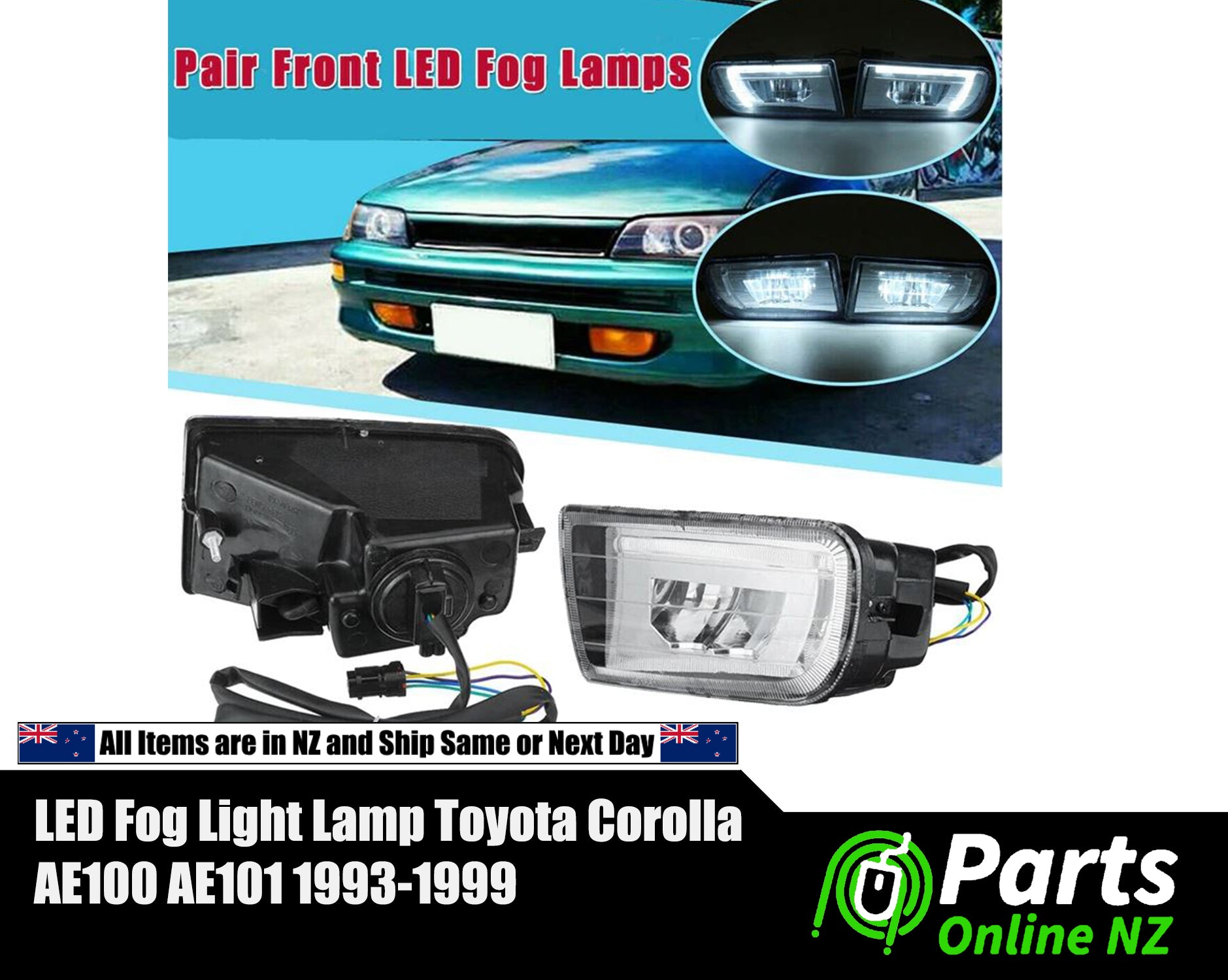 1 Pair Front Bumper LED Fog Light Lamp for Toyota Corolla AE100 AE101 ...